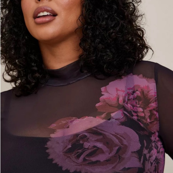 torrid | Tops | Torrid Sheer Top With Purple And Pink Floral Design ...